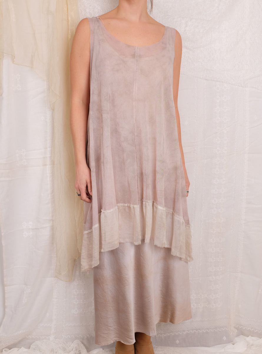Robin Kaplan Trapeze Tunic with Silk Chiffon Border Greige – Zelda ...